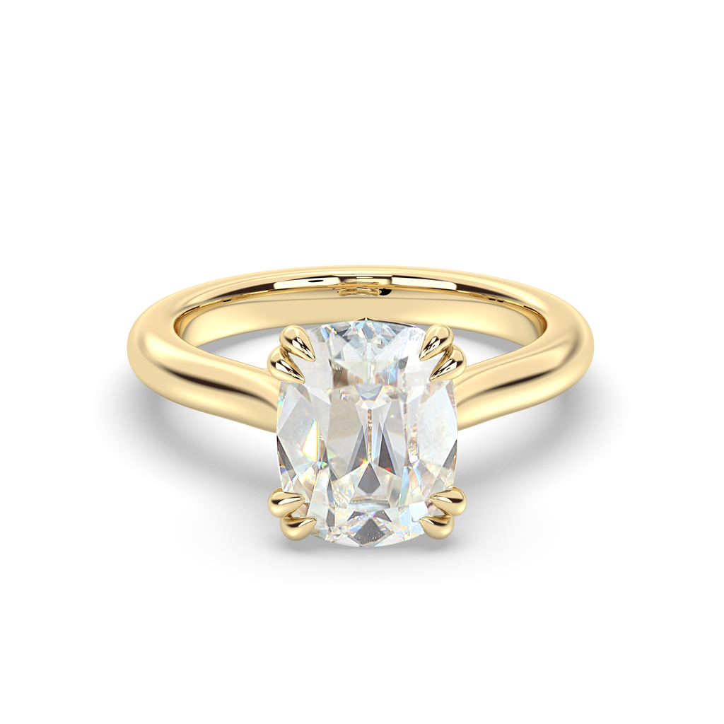 Amsterdam Lotus Prong, Antique Old Mine Elongated Cushion Moissanite ...