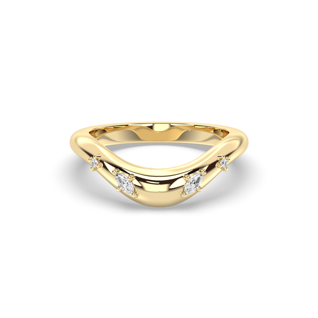 The Drip Wedding Band, Marquise and Round Accents – Bijou Lab